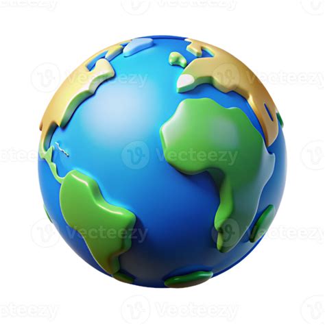 Vibrant Traditional Rotating Earth Globe Blue Ocean Cutout Element 57856814 Png