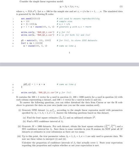 Solved Consider The Simple Linear Regression Model