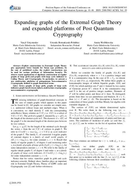Pdf Expanding Graphs Of The Extremal Graph Theory And Expanded Platforms Of Post Quantum