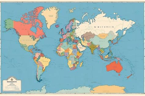 Карта мира с границами стран Премиум Фото