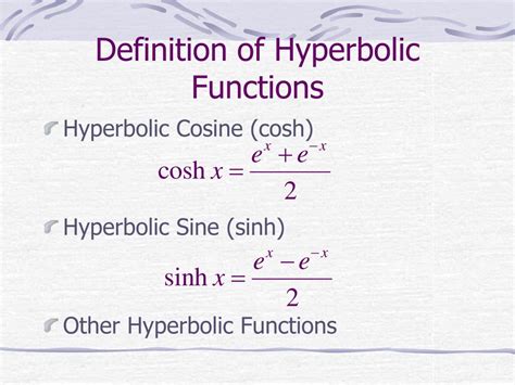 Ppt 7 7 Hyperbolic Functions Powerpoint Presentation Free Download