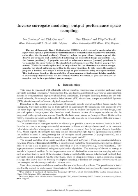 Pdf Inverse Surrogate Modeling Output Performance Space Sampling