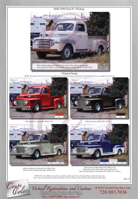 Coupe Colors 1948 1950 Ford F 1 Pickup Truck