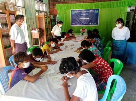 ရမ်းဗြဲမြို့နယ် လူထုအခြေပြုဗဟိုဌာန Community Centreခန်းမ၌ဆေးရောင်ခြယ်ပြိုင်ပွဲကျင်းပ