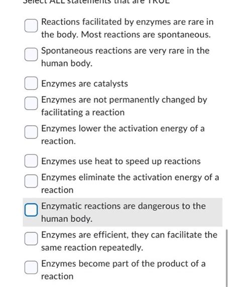 Solved Reactions Facilitated By Enzymes Are Rare In The