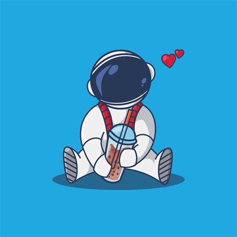 Chibi Astronaut Sitting With Ice Drink 10787725 Vector Art At Vecteezy