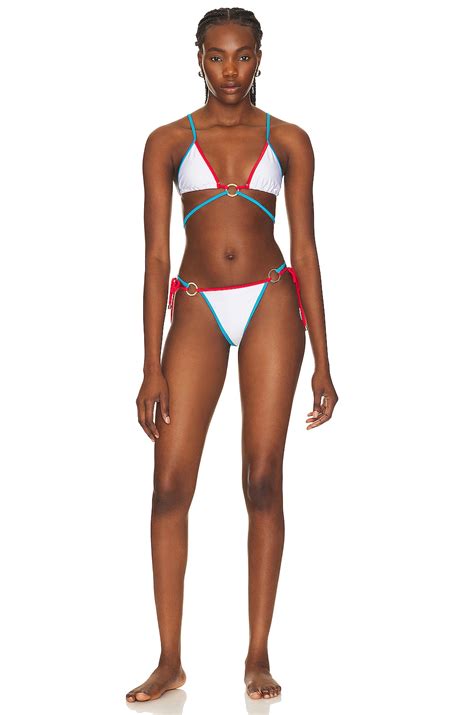 Beach Bunny Selena Skimpy Bikini Bottom In White Red And Blue Revolve