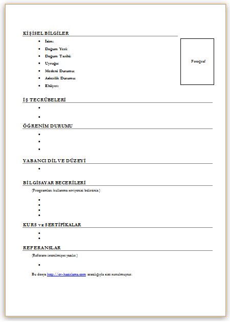 Cv Örneği Cv Hazırlama