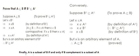 prove that a is a subset of b if and only if b complement is a subset