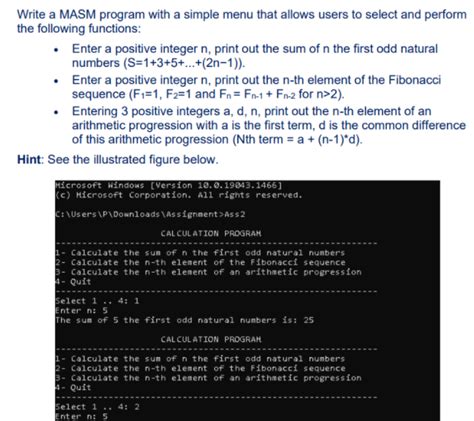 Solved Write A Masm Program With A Simple Menu That Allows