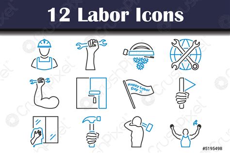 Labor Icon Set Stock Vector 5195498 Crushpixel