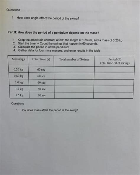 Pendulum Lab Phet Simulation Part 1 How Does The