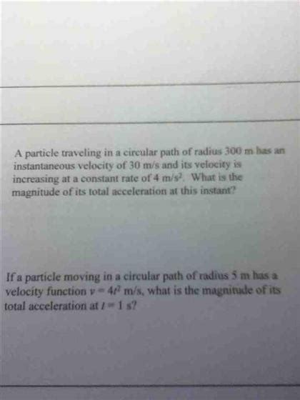 Solved A Particle Traveling In A Circular Path Of Radius Chegg