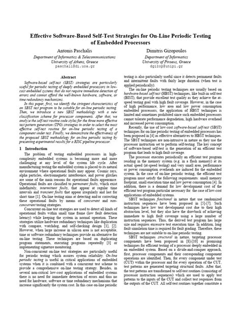 Effective Software Based Self Test Strategies For On Line Periodic