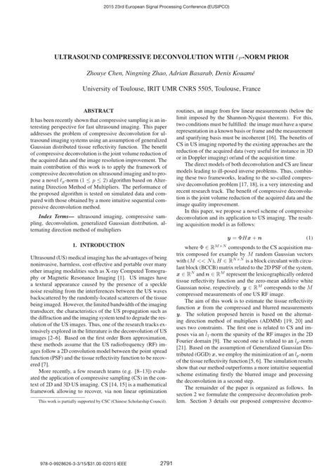 Pdf Ultrasound Compressive Deconvolution With ℓp Norm Prior