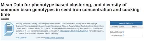 Mean Data For Phenotype Based Clustering And Diversity Of Common Bean