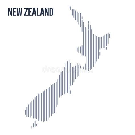 Vector Abstract Hatched Map Of New Zealand With Vertical Lines Isolated
