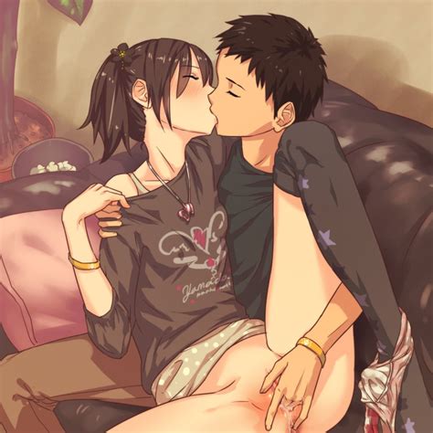 Rule 34 1boy 1girls Anus Black Legwear Black Shirt Blush Bottomless