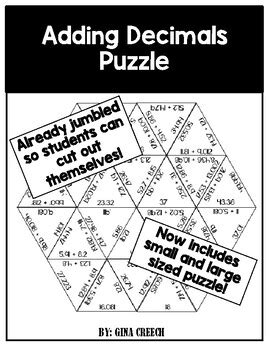Adding Decimals Puzzle By Gina Creech Teachers Pay Teachers