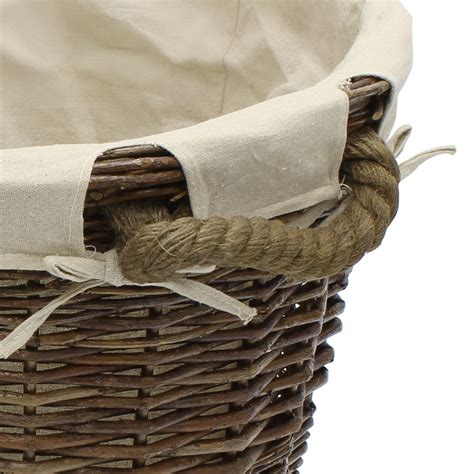 Jvl Medium Dark Willow Log Basket With Liner And Rope Handles Homebase