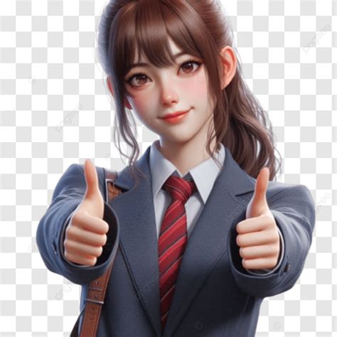 비즈니스 정장을 입고 열정적으로 엄지손가락을 치켜세우는 애니메이션 소녀의 고립된 클립아트 비즈니스 정장을 입고 있는 애니메이션 소녀의 고립된 클립아트 열정적으로 엄지