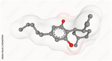 A Cannabidiol Cbd Molecule Rendered In 3d As Ball And Stick Model Carbon Atoms In Gray