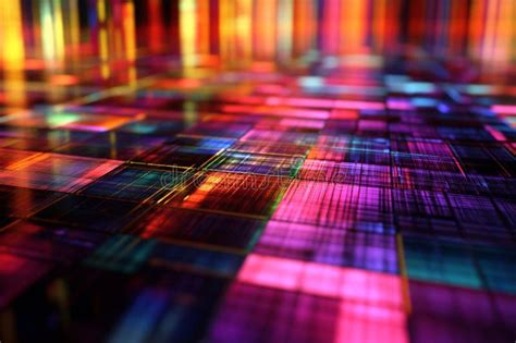 Vibrant Abstract Light Patterns Creating A Colorful Geometric Grid In A Futuristic Digital Art
