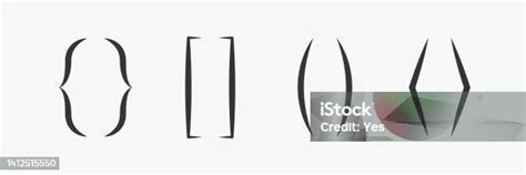 Text Brackets Set Сode Brackets Icon Punctuation Shapes For Messages Thin Line Typography Vector