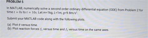 In MATLAB Numerically Solve A Second Order Ordinary Chegg