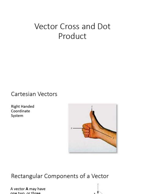 Vector Cross And Dot Product Pdf Euclidean Vector Cartesian