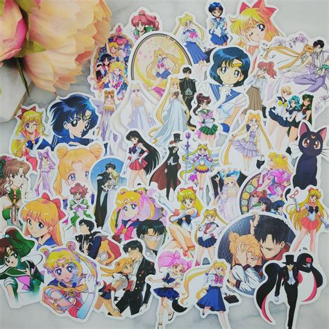Sailor Moon Stickers Sailor Moon Decals Water Bottle Stickers Cute Stickers Kawaii Stickers