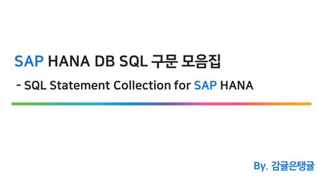 Sap Hana Db Sql 구문 모음집sql Statement Collection For Sap Hana