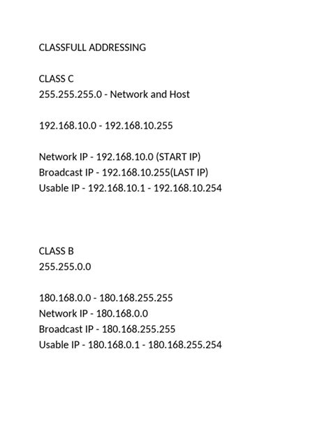 Classfull Addressing Class Of Ip Pdf