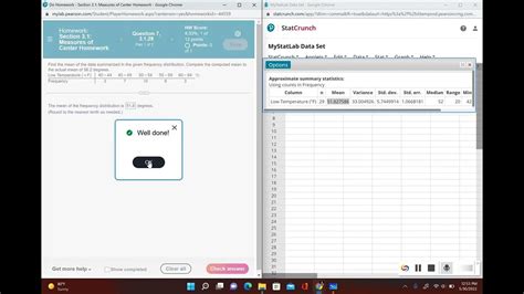 Mean From Frequency Distribution Using Statcrunch Youtube