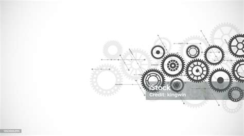 톱니바퀴와 기어 휠 메커니즘 하이테크 디지털 기술 및 엔지니어링 설계를 위한 개념과 아이디어 기계 공학의 추상적 기술적 배경 개념에 대한 스톡 벡터 아트 및 기타 이미지