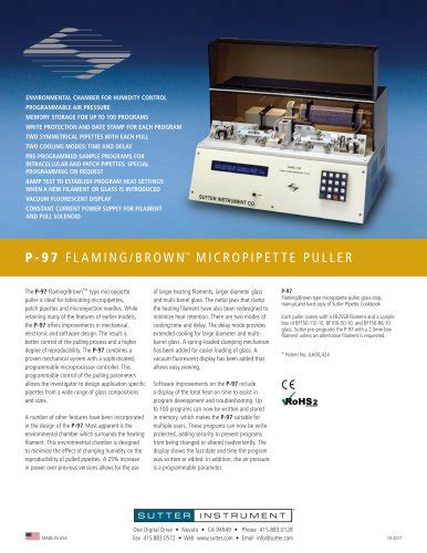 Xenoworks® Sutter Instrument Pdf Catalogs Technical Documentation