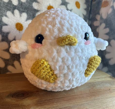Large Fluffy Duck Plush T For Chicken Lovers Fuzzy Crochet Chick Cute Handmade Plushie