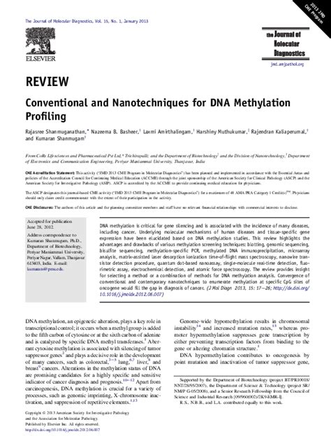 Pdf Conventional And Nanotechniques For Dna Methylation Profiling