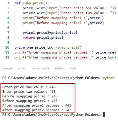 How To Swap Two Numbers In Python Using Function