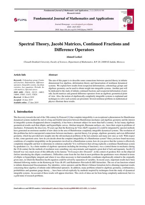 Pdf Spectral Theory Jacobi Matrices Continued Fractions And
