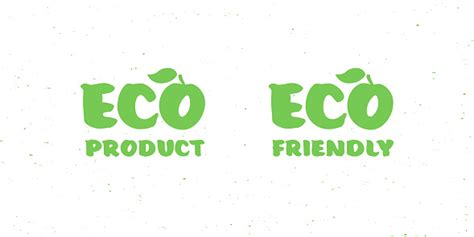 벡터 에코 로고 템플릿의 집합입니다 잎과 텍스트가 있는 녹색 글꼴 에코 제품 친환경 녹색 생태 음식의 개념 좋은 프리젠 테이션 포스터 스티커를위한 디자인 개념에 대한 스톡