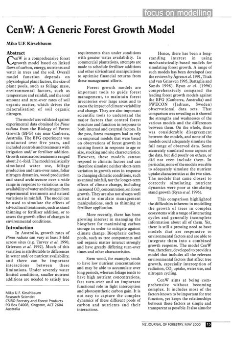 Pdf Cenw A Generic Forest Growth Model