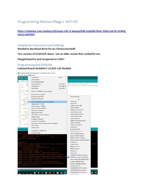 Programming The Wemos Mega Wifi Board Pdf