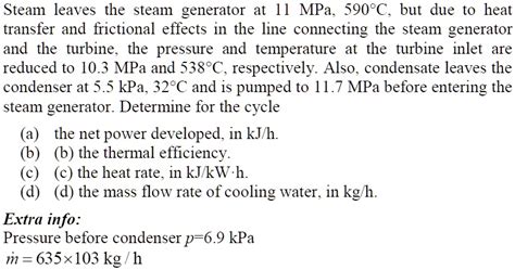 Steam Leaves The Steam Generator At 11 Mpa 590°c But Due To Heat Transfer And Frictional