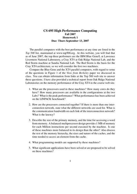 assignment 1 for high performance computing cs 695 assignments
