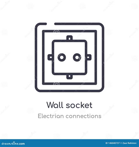 Wall Socket Outline Icon Isolated Line Vector Illustration From Electrian Connections