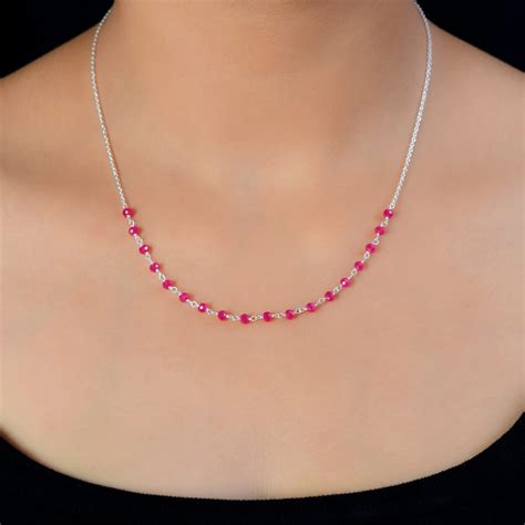 Buy Niassa Ruby Ff Necklace 18 Inches In Sterling Silver 240 Ctw At Shoplc