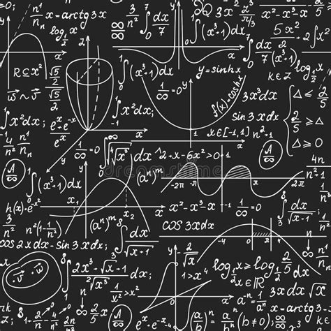 Math Seamless Endless Vector Texture With Handwritten Mathematical Formulas Stock Vector