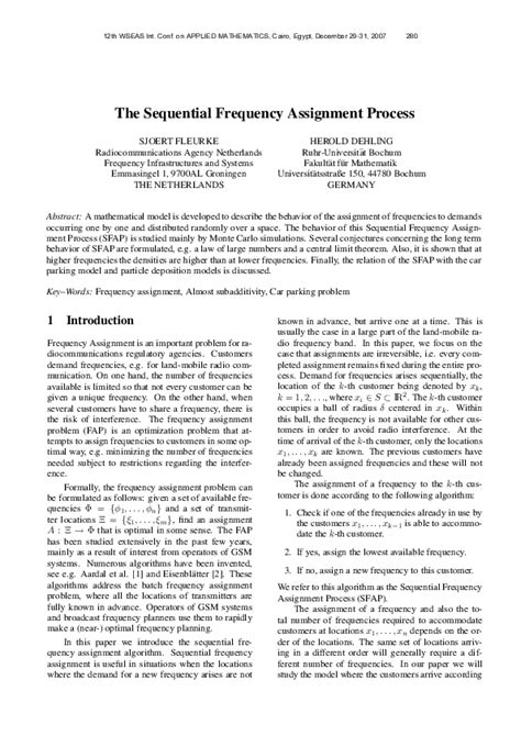 Pdf The Sequential Frequency Assignment Process