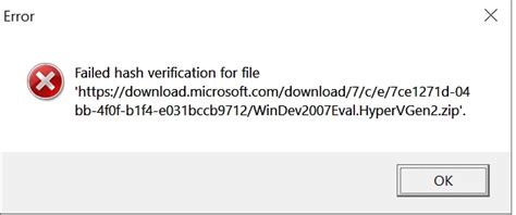 Failed Hash Verification In Hyper V Quick Create With Windows 10 Dev